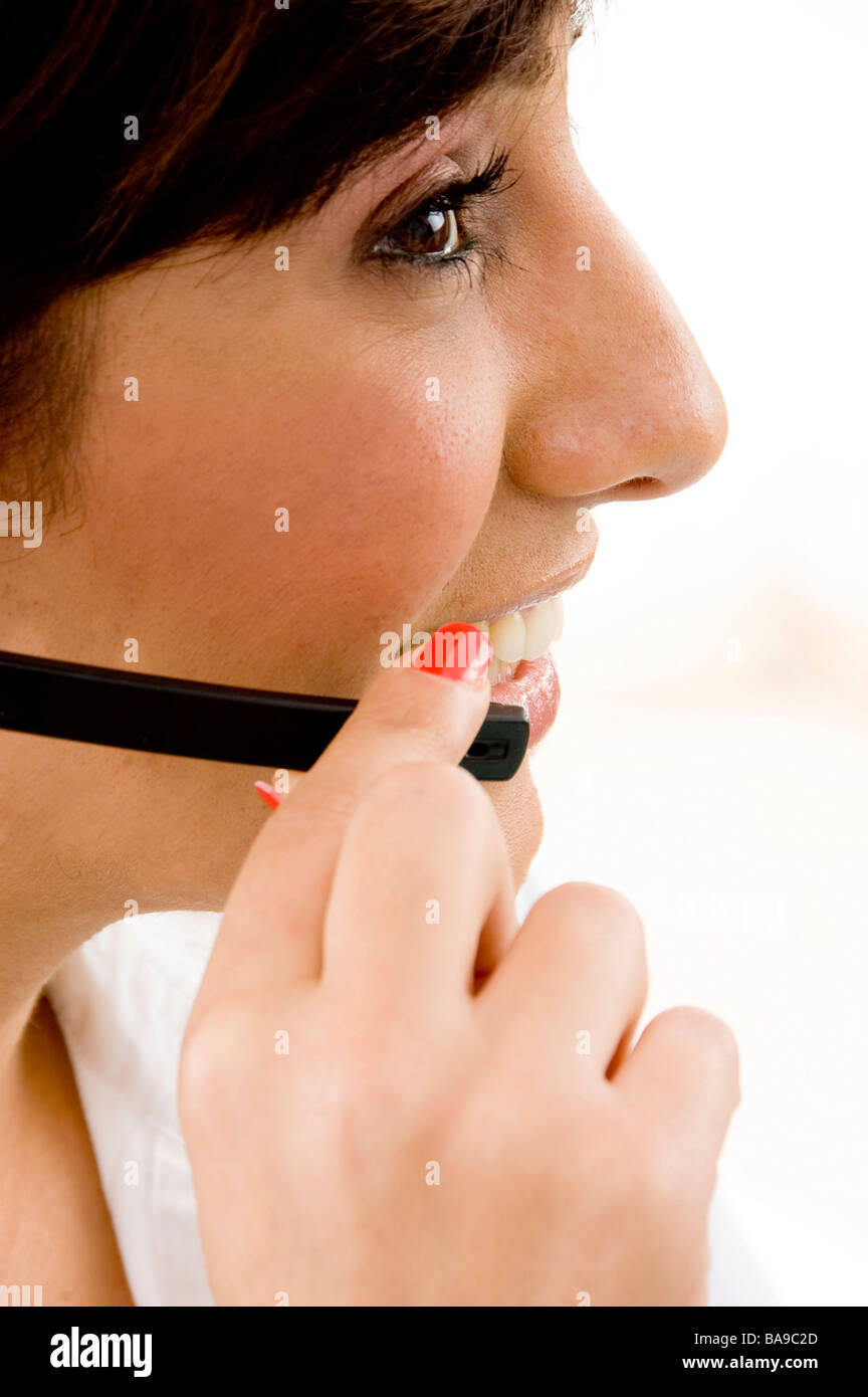 side view of female service provider Stock Photo - Alamy