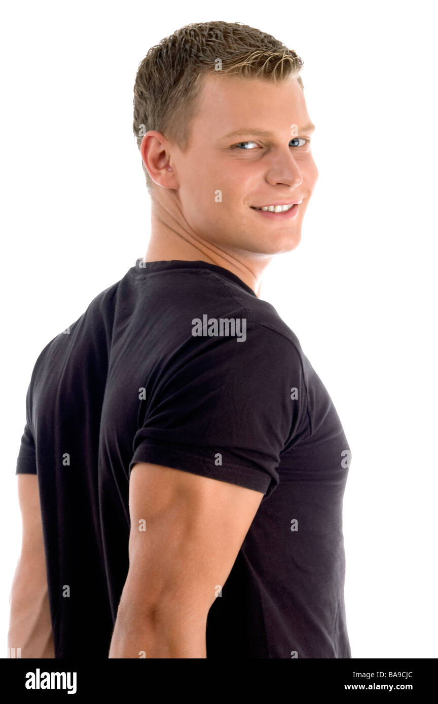 side pose of muscular man Stock Photo - Alamy