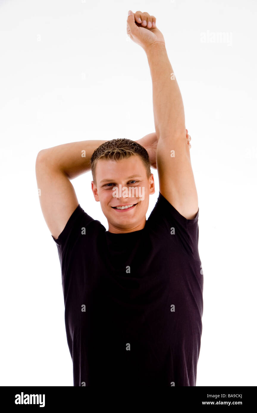 handsome muscular man stretching his arms Stock Photo - Alamy