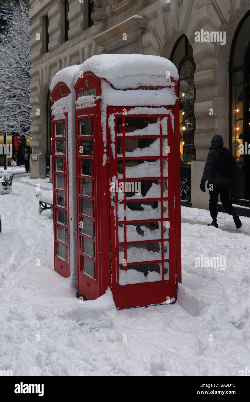 Snow Covered Telephone boxes in the City of London 2 Feb 2009 Stock ...
