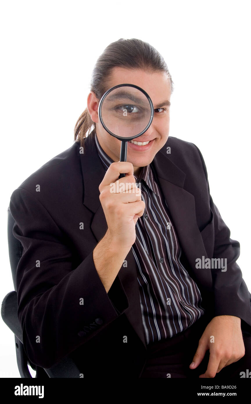 young investigator holding magnifier Stock Photo - Alamy