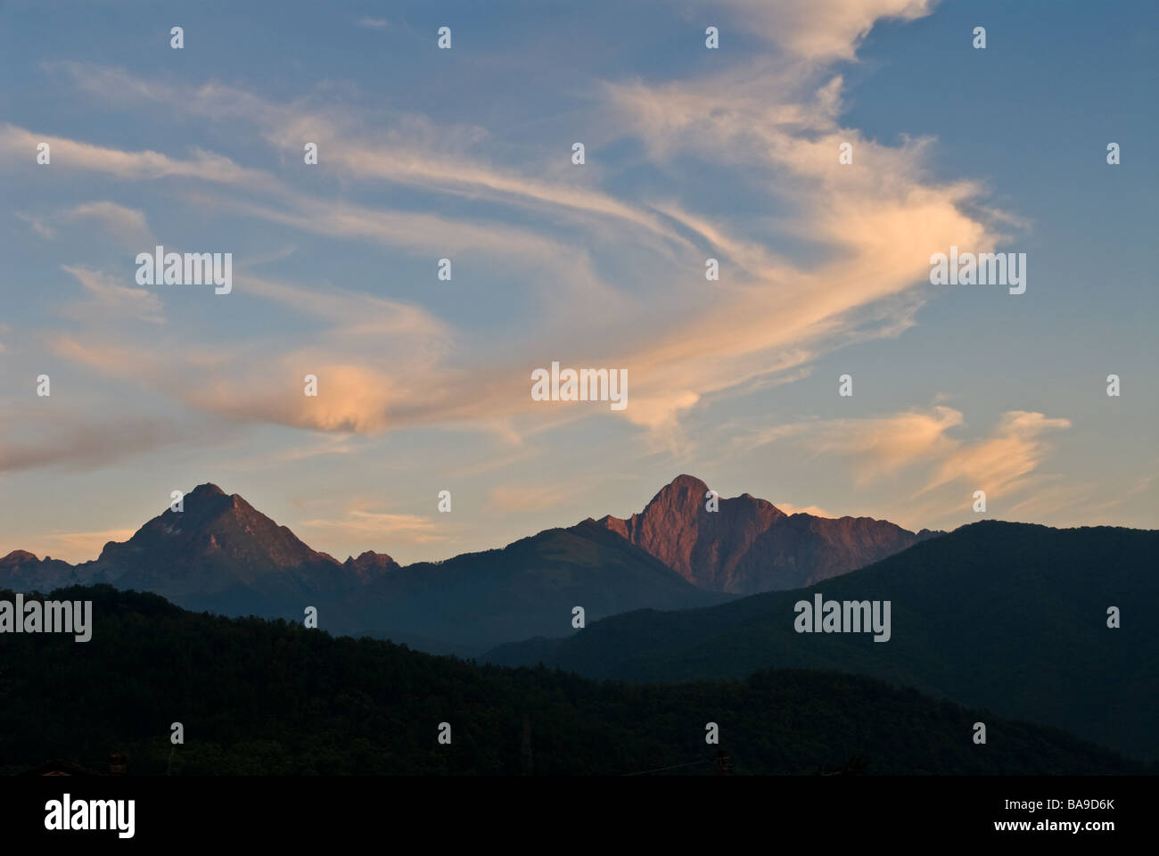 photograph of apennine mountain range at sunset Stock Photo - Alamy