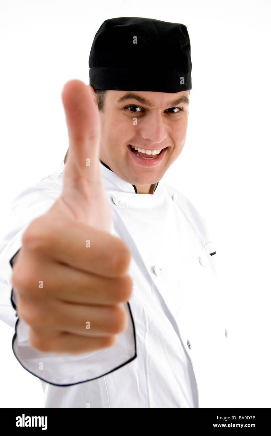 handsome chef with okay hand gesture Stock Photo - Alamy
