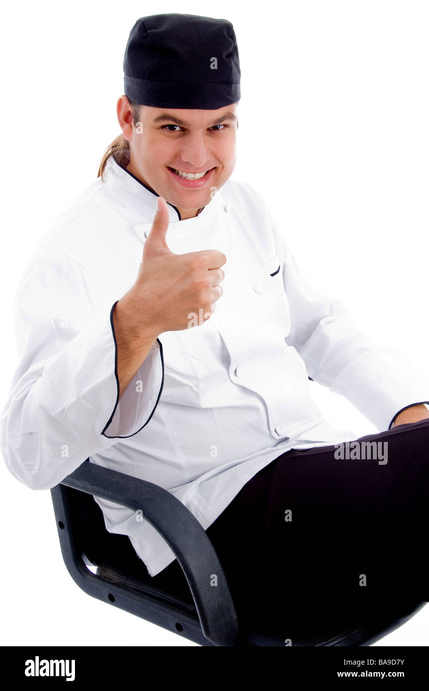 smart male chef with thumbs up hands gesture Stock Photo - Alamy