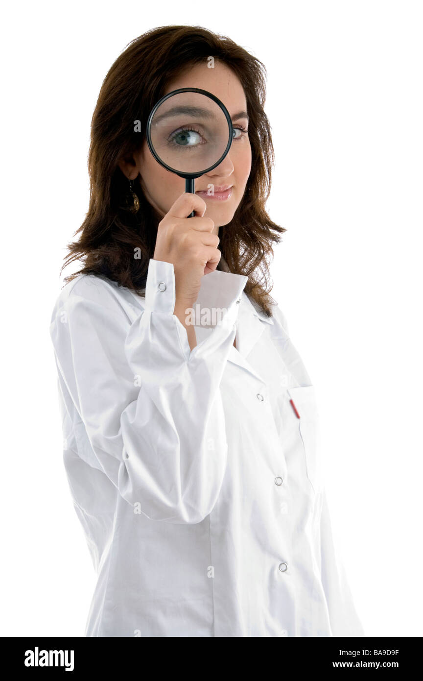 doctor holding magnifier glass Stock Photo - Alamy