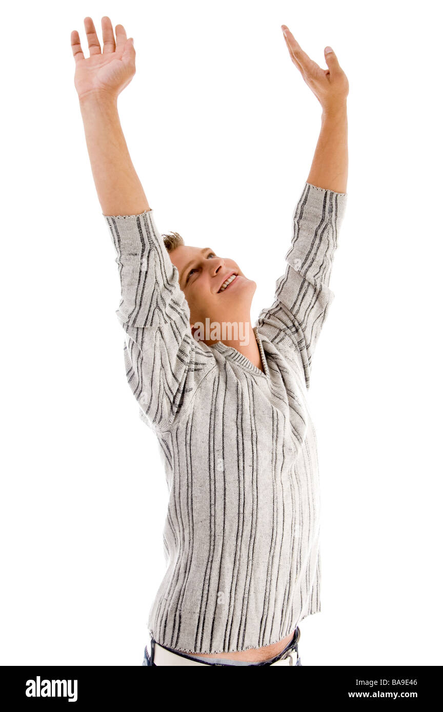 man with hands up Stock Photo - Alamy