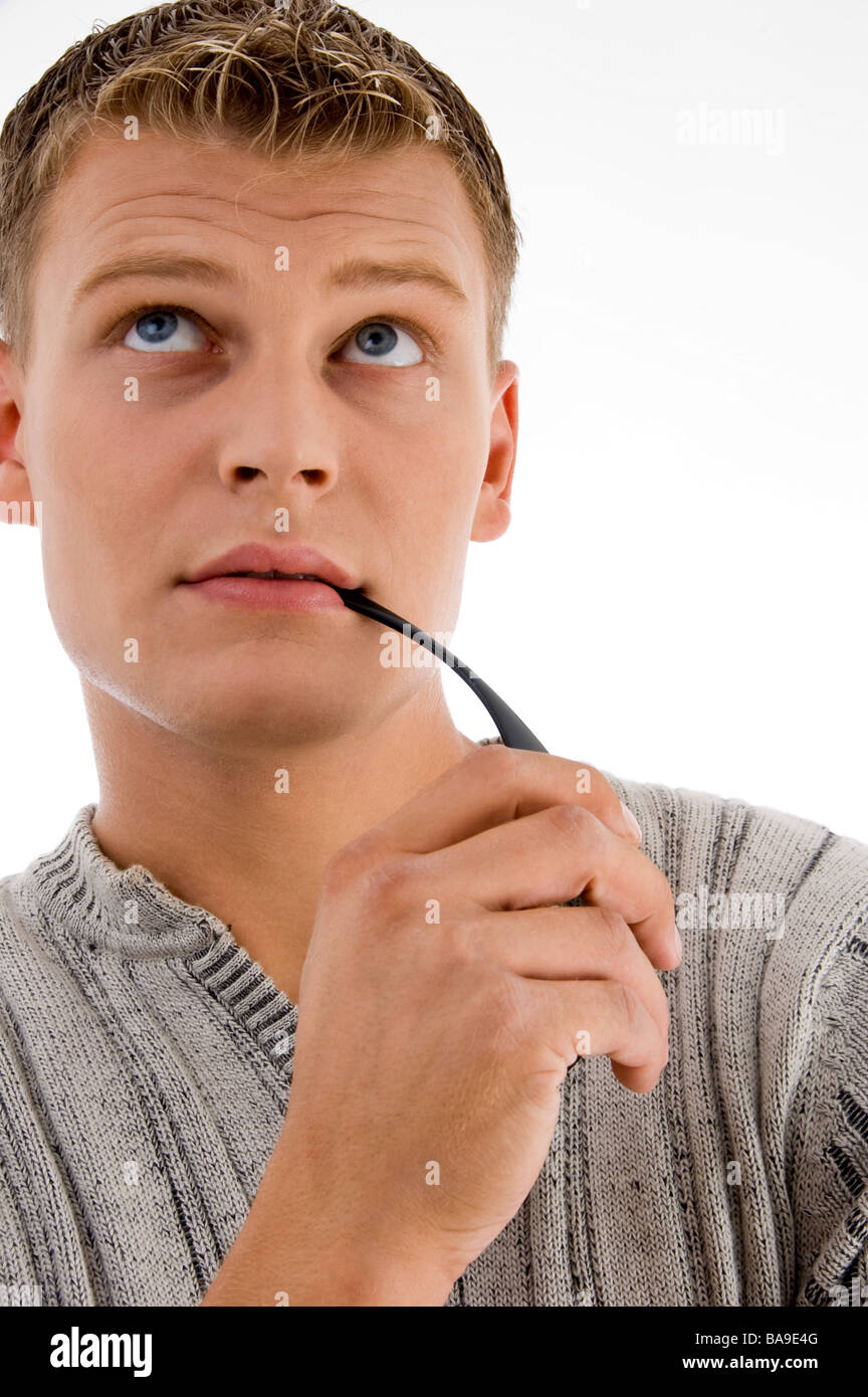 handsome guy looking upward Stock Photo - Alamy