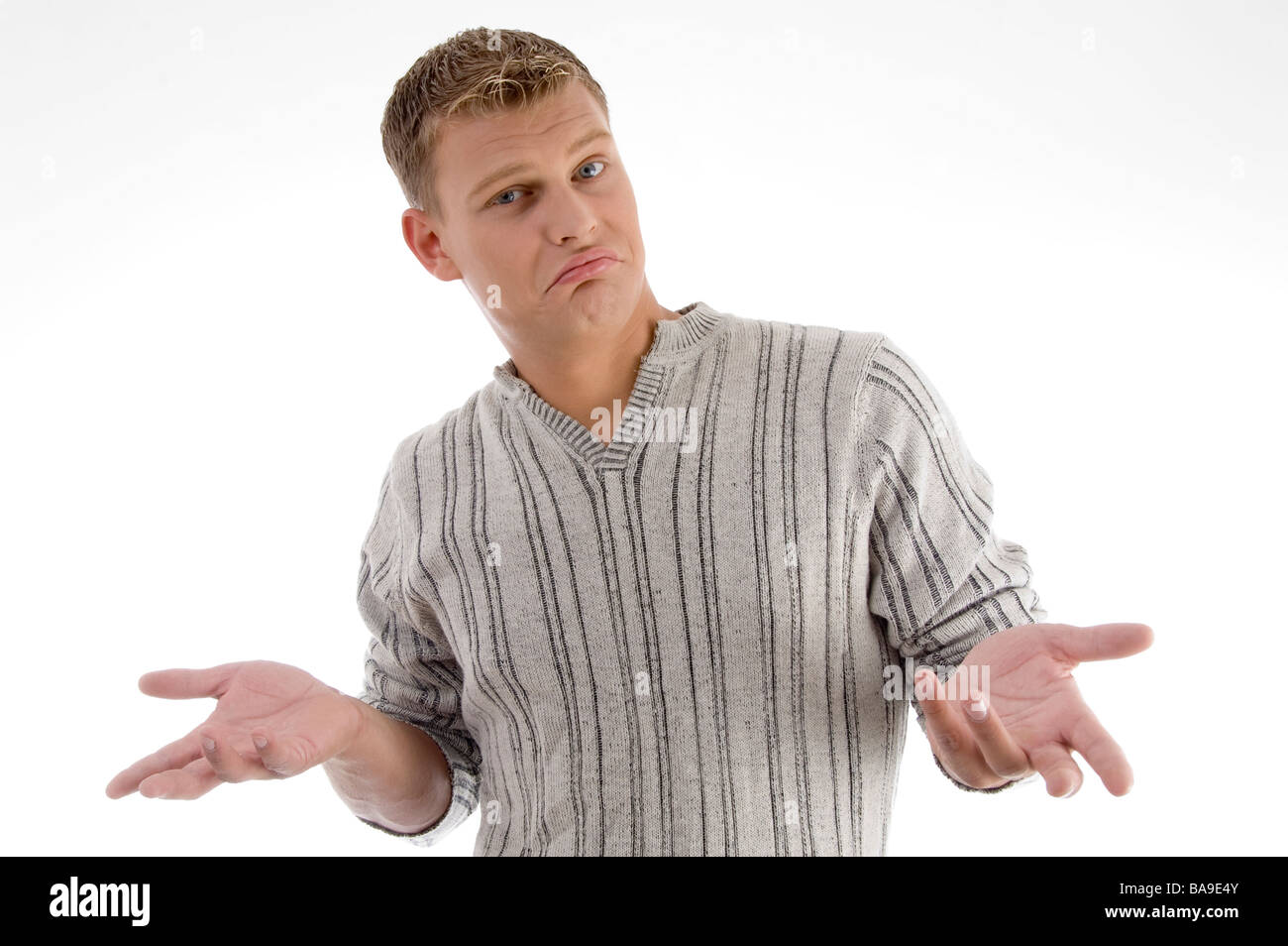 handsome man showing hand gesture Stock Photo - Alamy