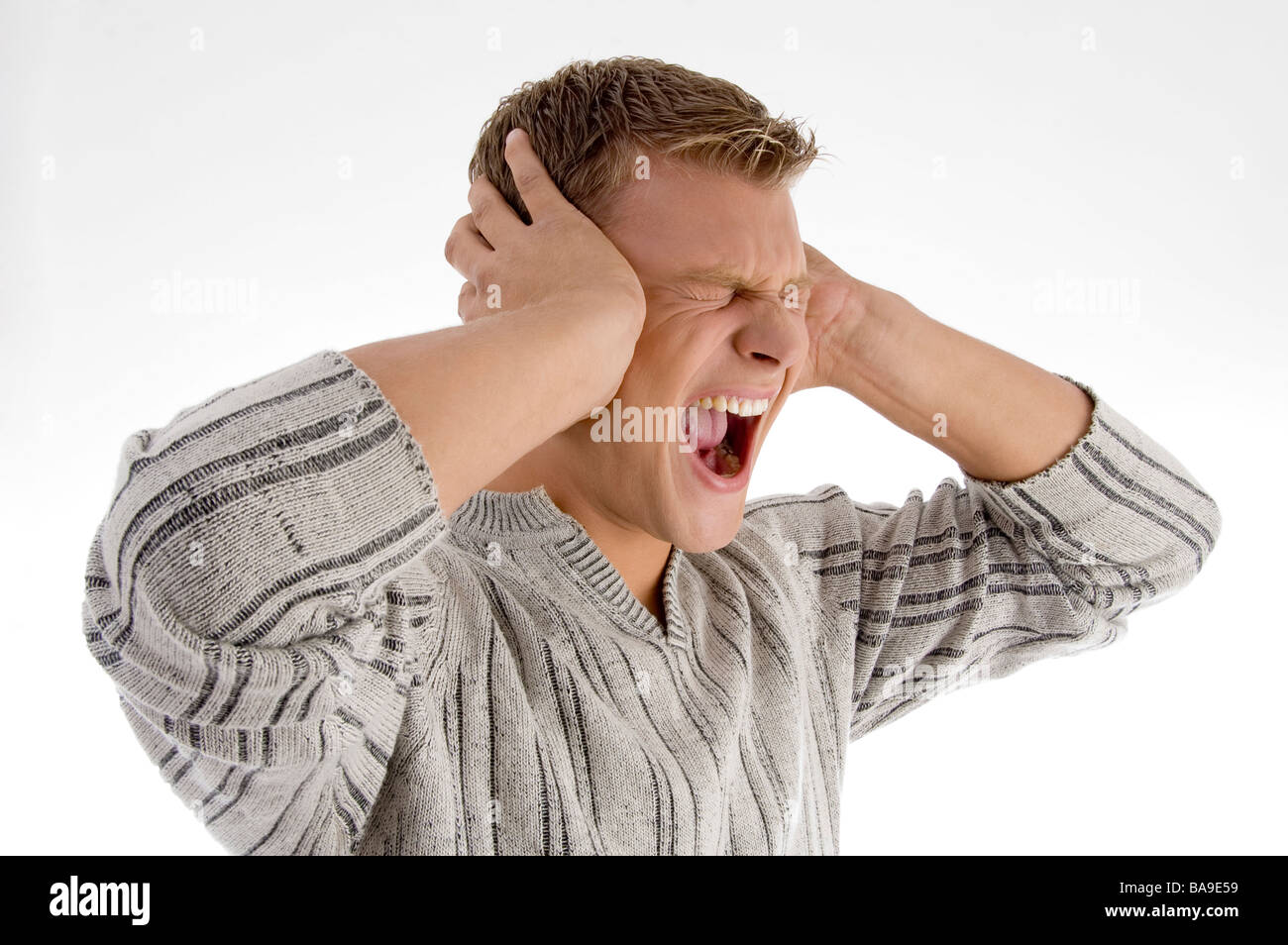 man shouting loudly Stock Photo - Alamy