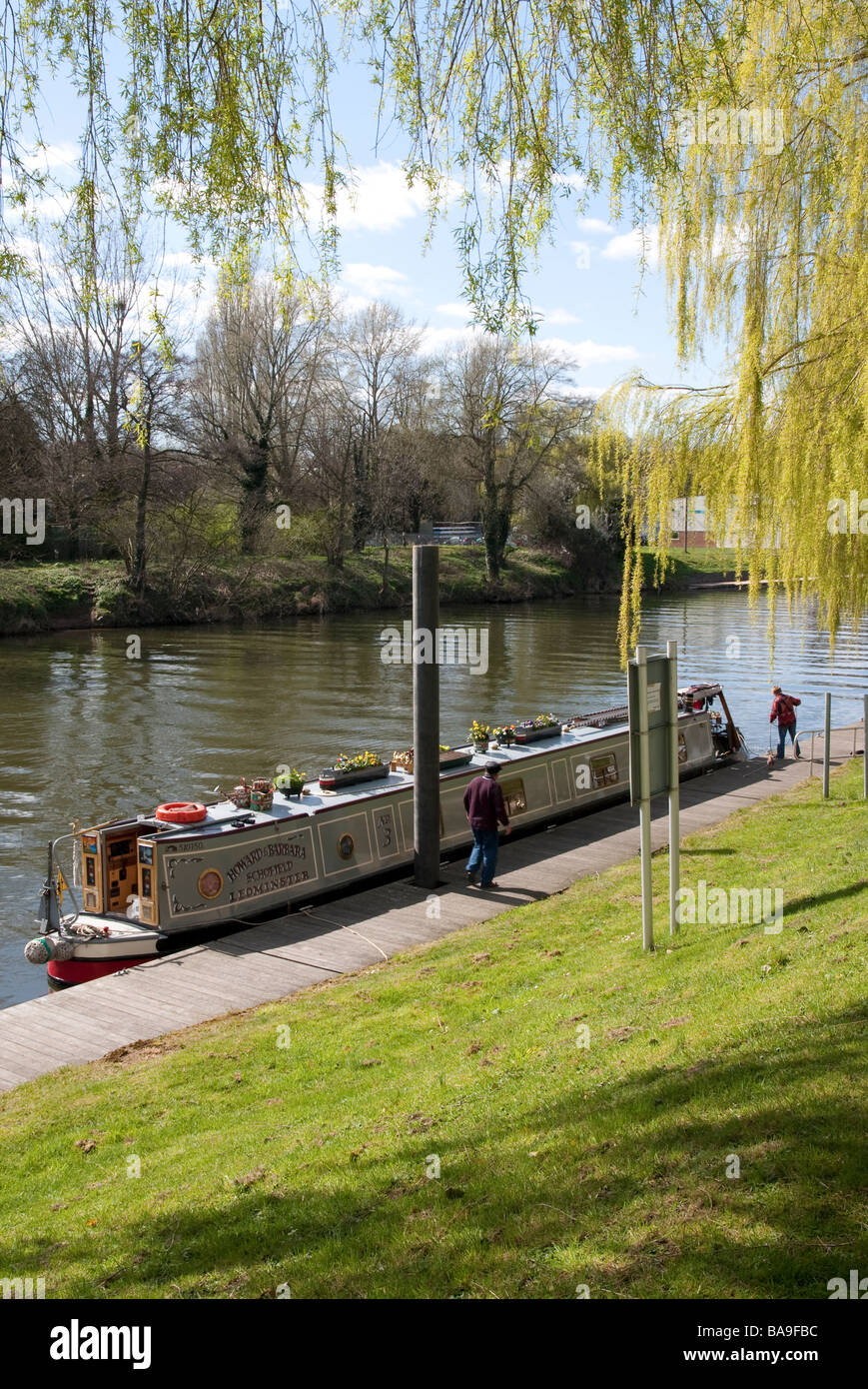 "narrow boat" moored on the river pontoon at Stourport Stock Photo - Alamy