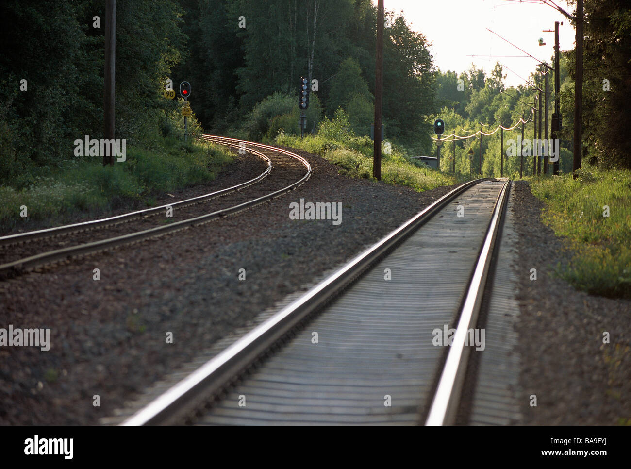 Railway lines Sweden Stock Photo - Alamy