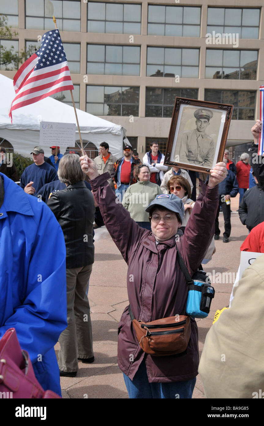 Tax day, April 15 Tea Party peaceful protest in Rochester, NY USA Stock ...