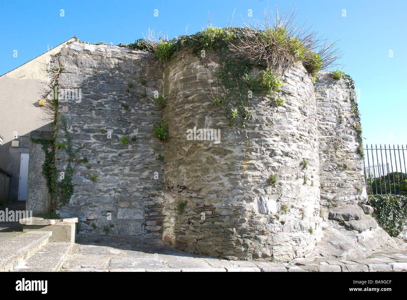 Remains of tower and old Plymouth castle, Barbican, Plymouth, Devon, UK ...