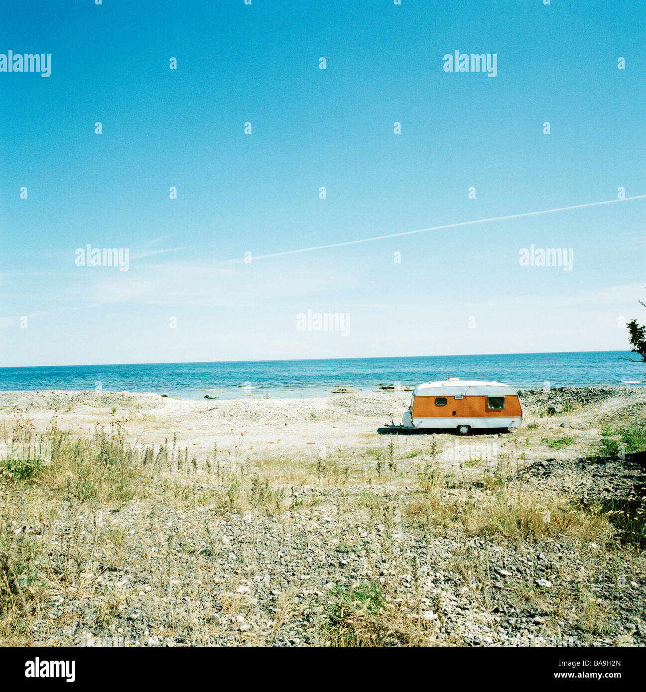 A caravan on a beach, Gotland, Sweden Stock Photo - Alamy