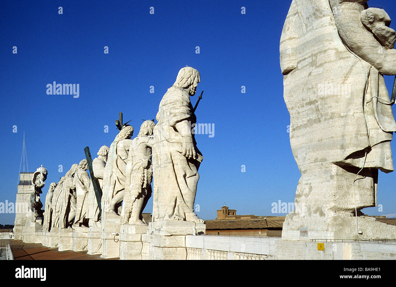 Rome, St Peter's Basilica, rear view of the statues of the Apostles ...
