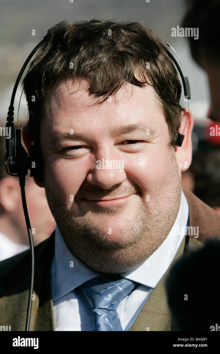 Comedian Johnny Vegas attends the second day of Cheltenham Races Stock ...