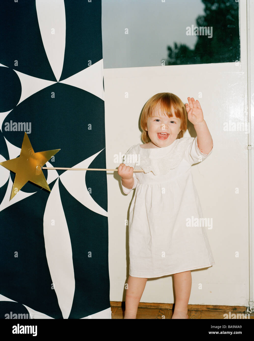 3 4 length waving smiling hi-res stock photography and images - Alamy