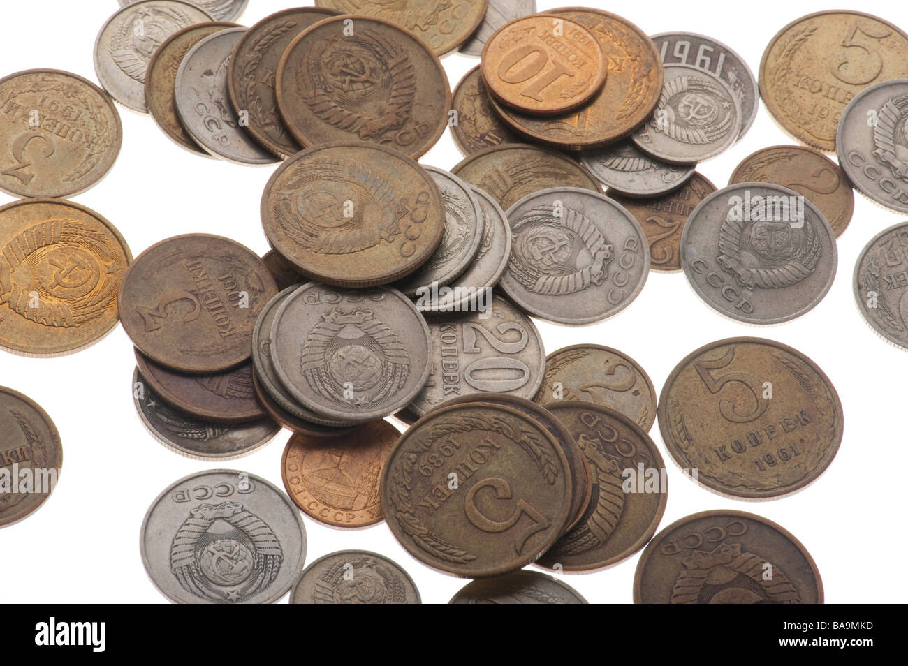 object on white Russian money macro Stock Photo - Alamy