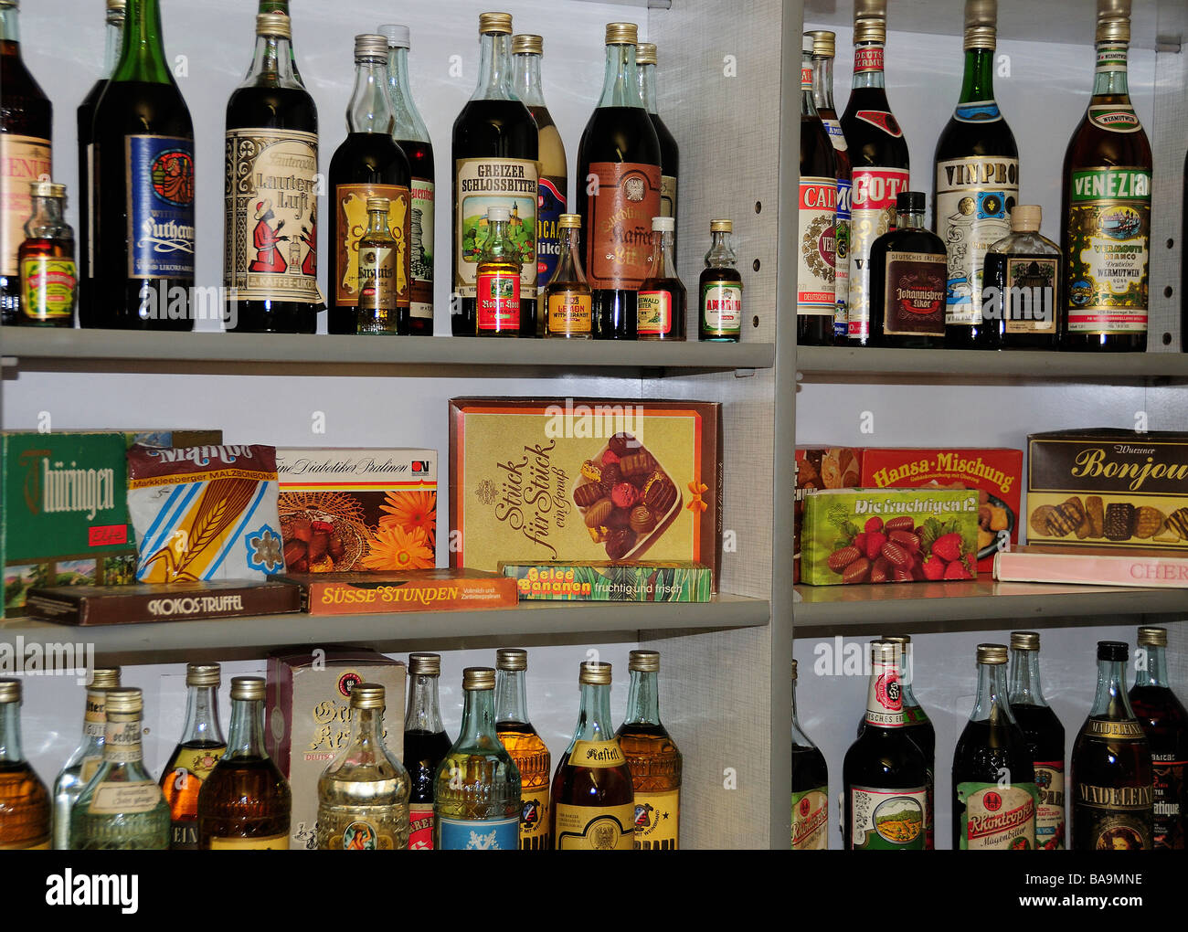 East German communist-era grocery brands in museum, Wittenberg Stock ...