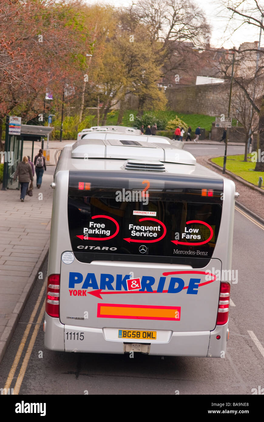 The back of a park & ride bus in York,Yorkshire,Uk Stock Photo - Alamy