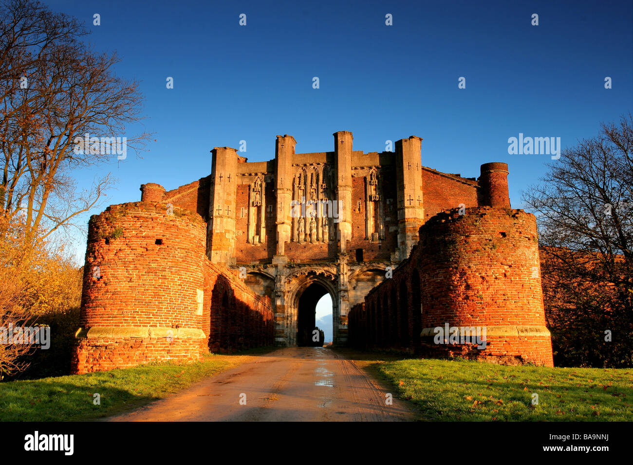 the gatehouse of thornton abbey in north lincolnshire. the abbey is ...