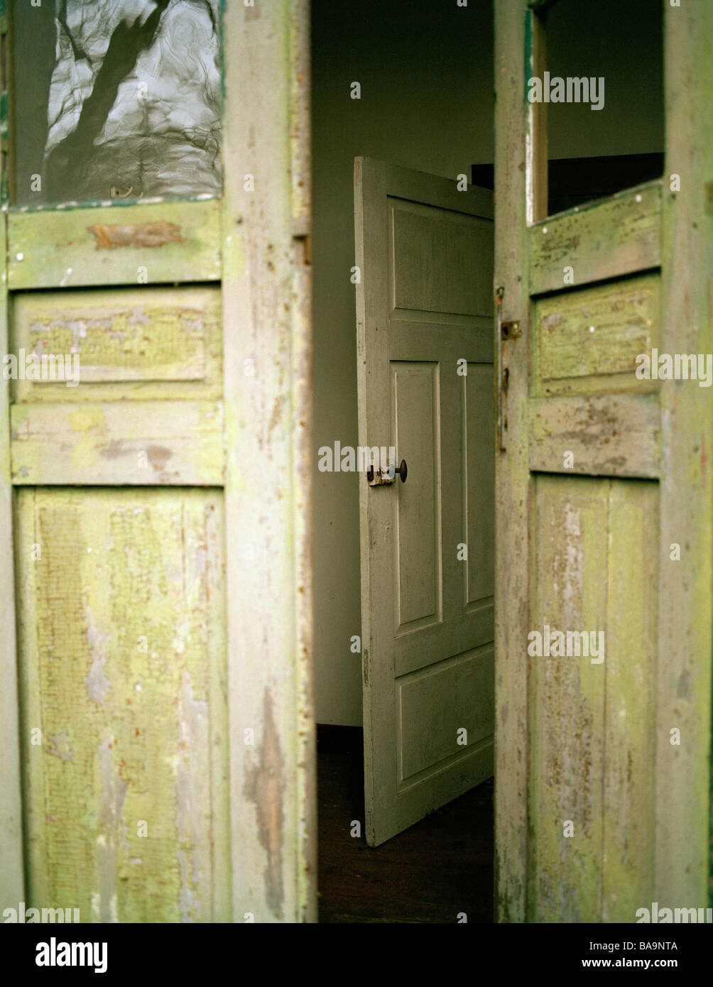 An old open wooden door Stock Photo - Alamy