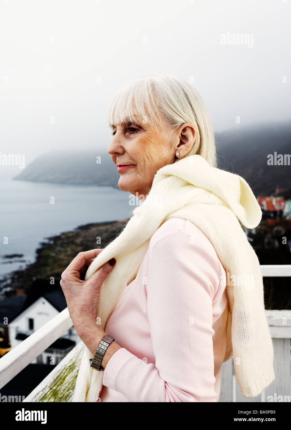 Portrait of a scandinavian elderly woman with long hair, Sweden Stock ...
