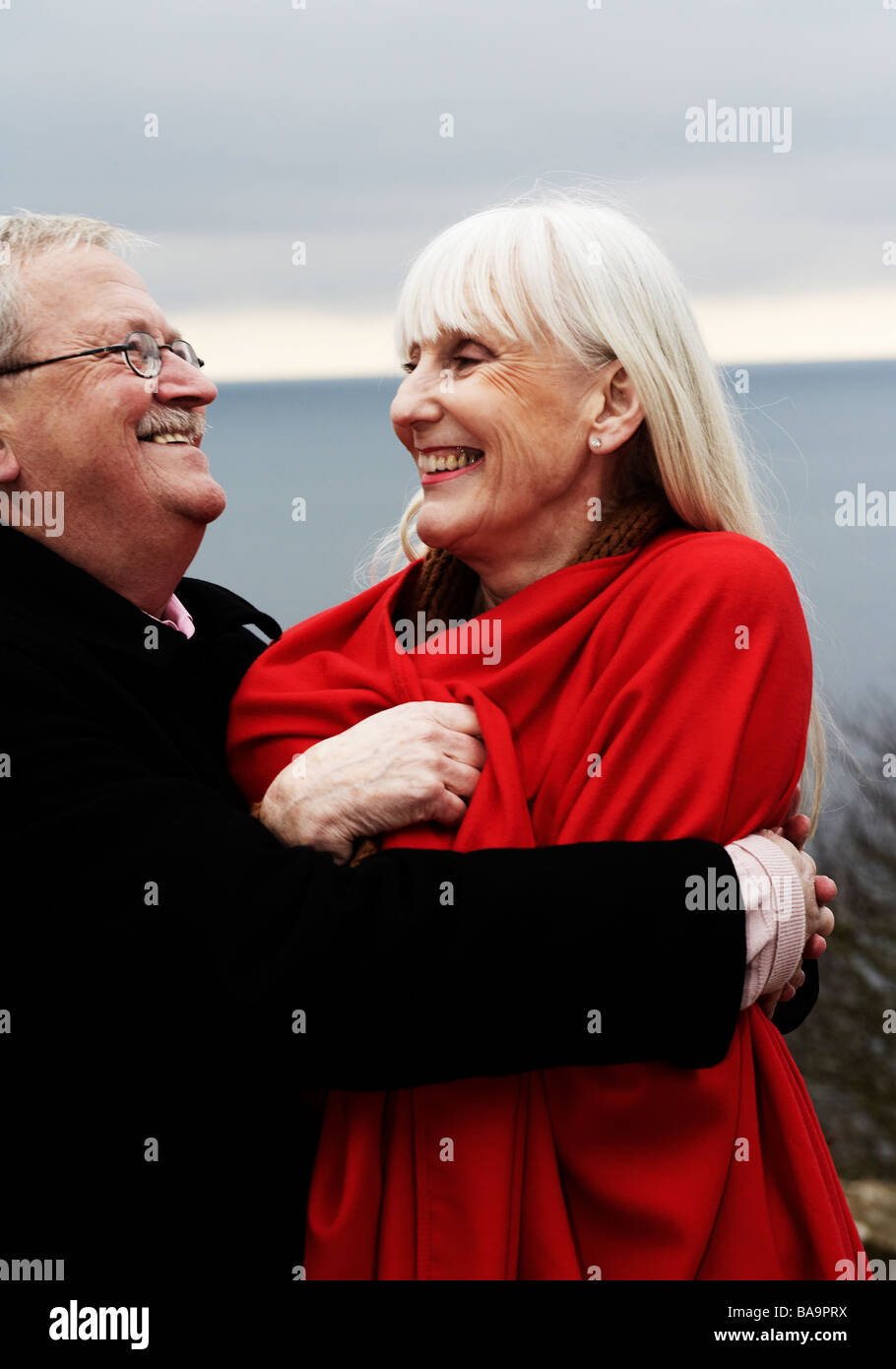 Portrait of an elderly smiling scandinavian couple, Sweden Stock Photo ...
