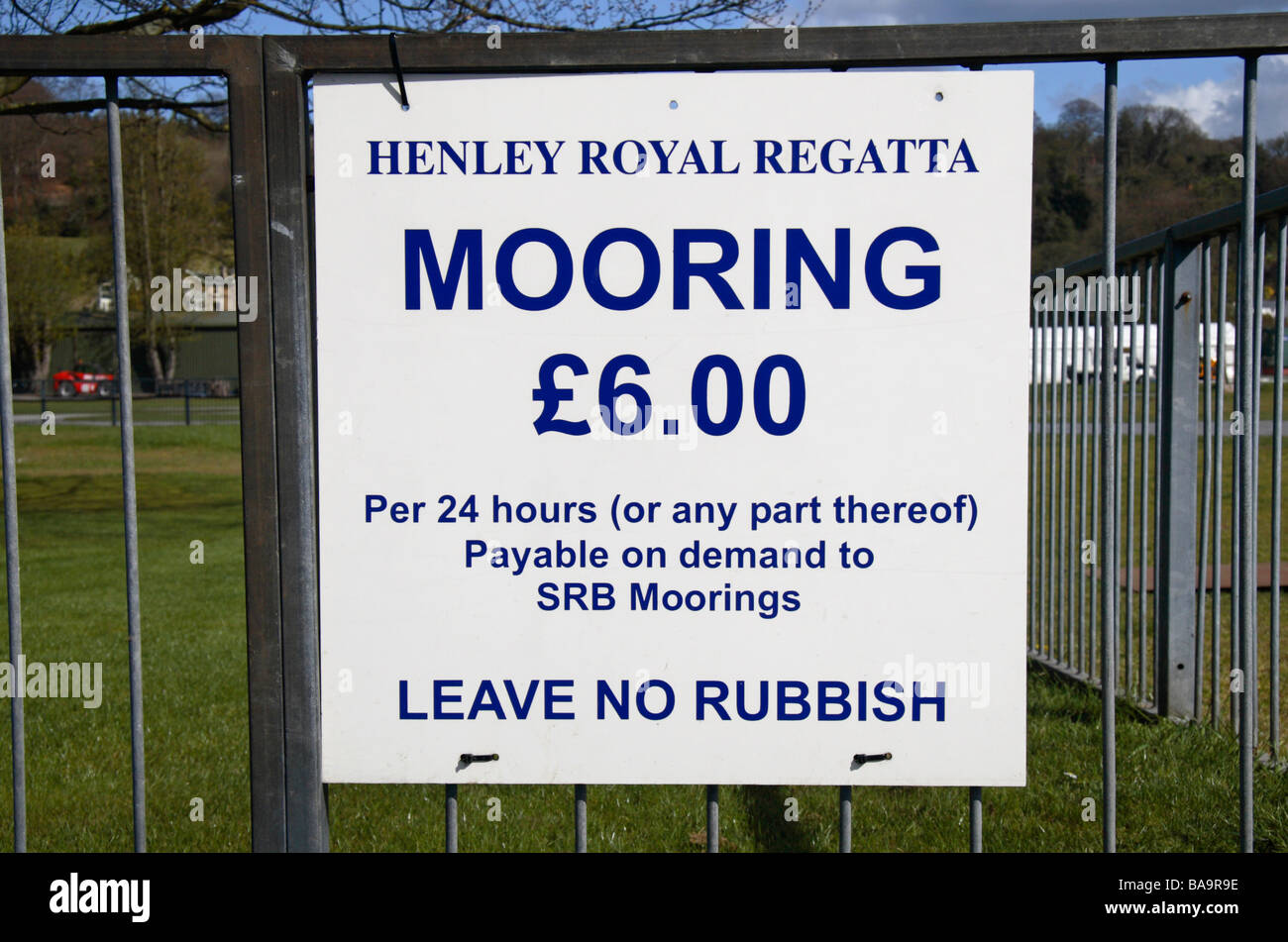 A mooring sign beside the River Thames on the site of the Henly Royal ...