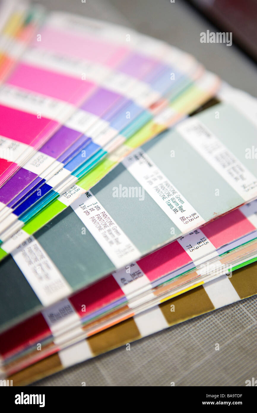 pantone colour charts in workshop Stock Photo - Alamy