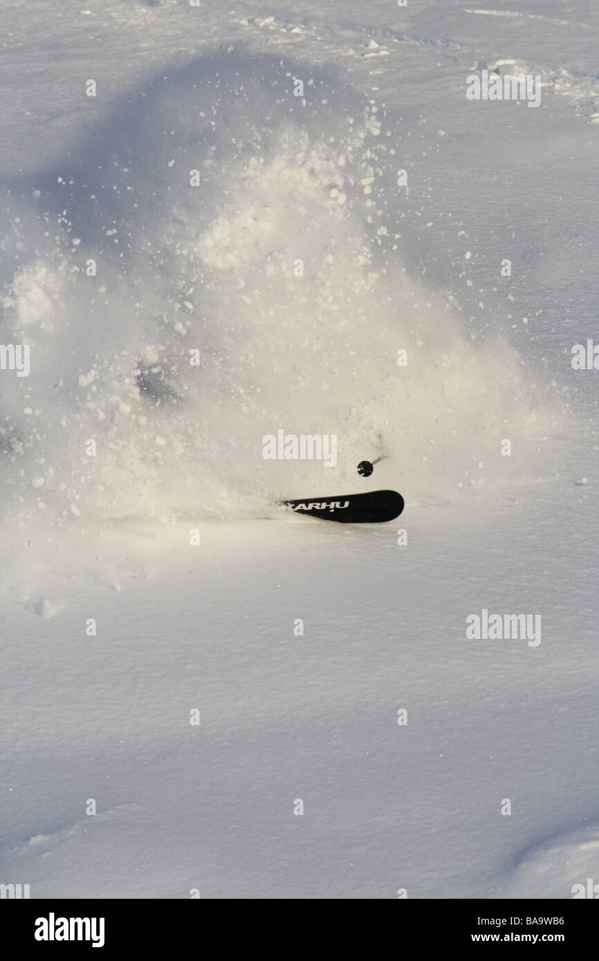A skier falling in a slope Sweden Stock Photo - Alamy