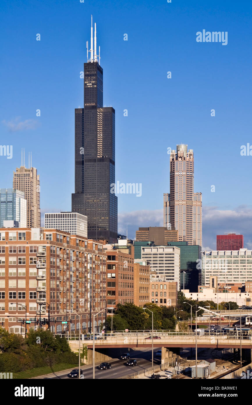 Expressway to Downtown Chicago Stock Photo - Alamy
