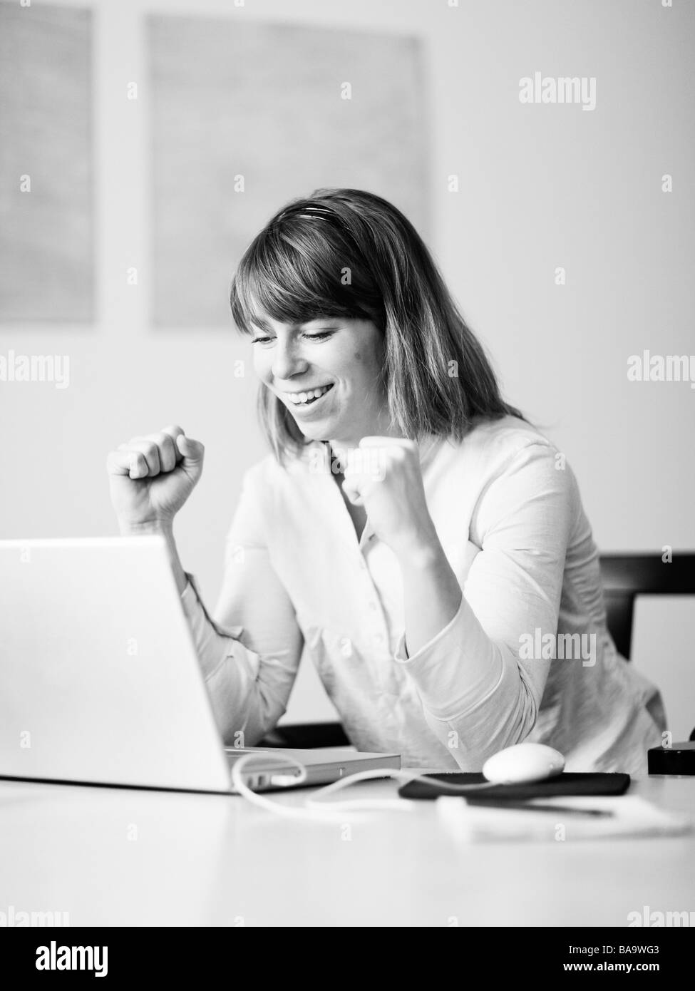 Office woman computer Black and White Stock Photos & Images - Alamy