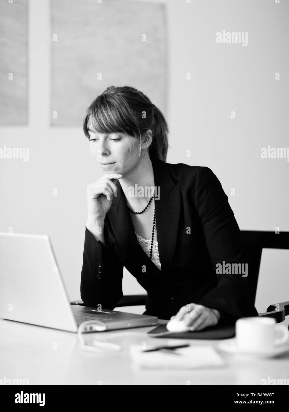 Pensive woman work Black and White Stock Photos & Images - Alamy