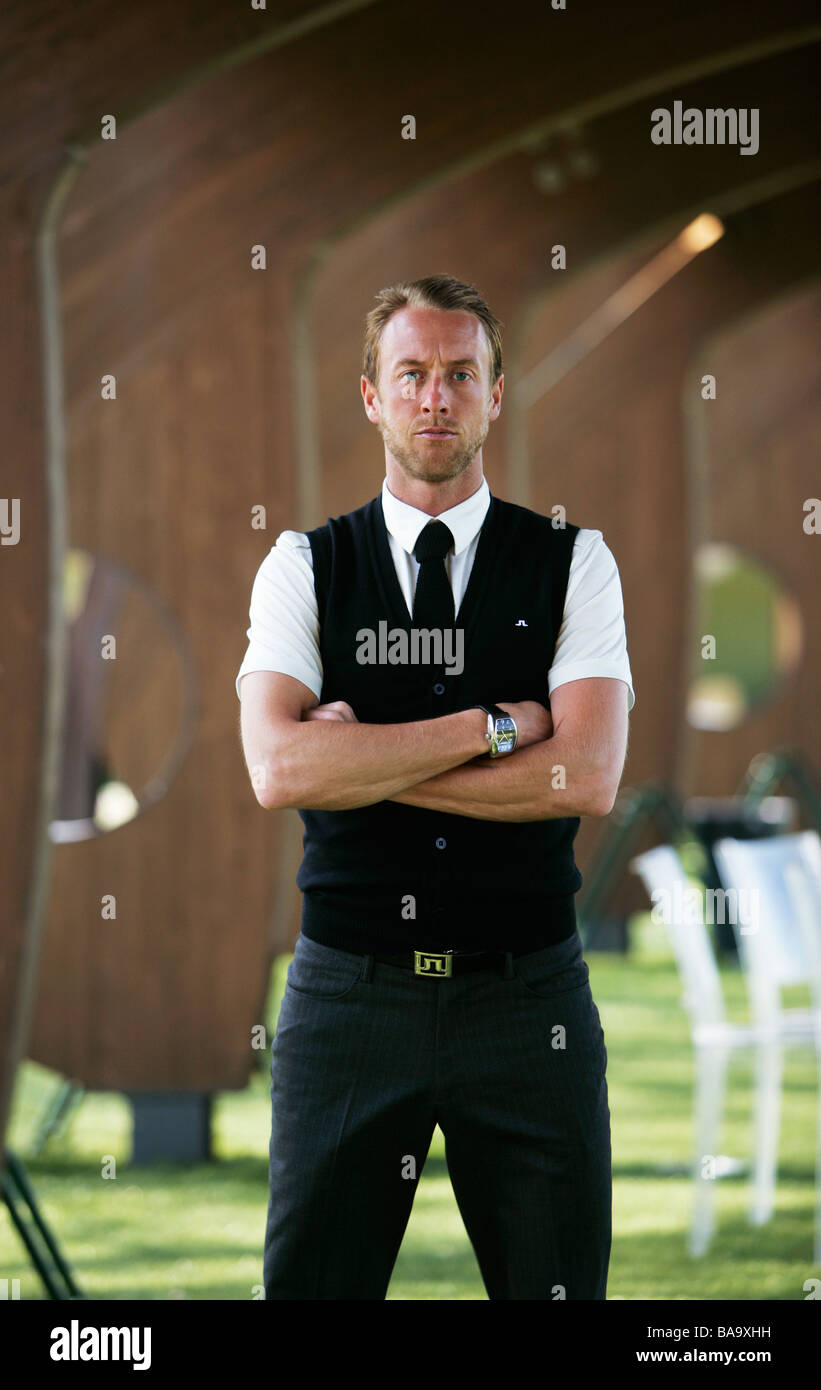 A Scandinavian man playing golf, Italy Stock Photo - Alamy