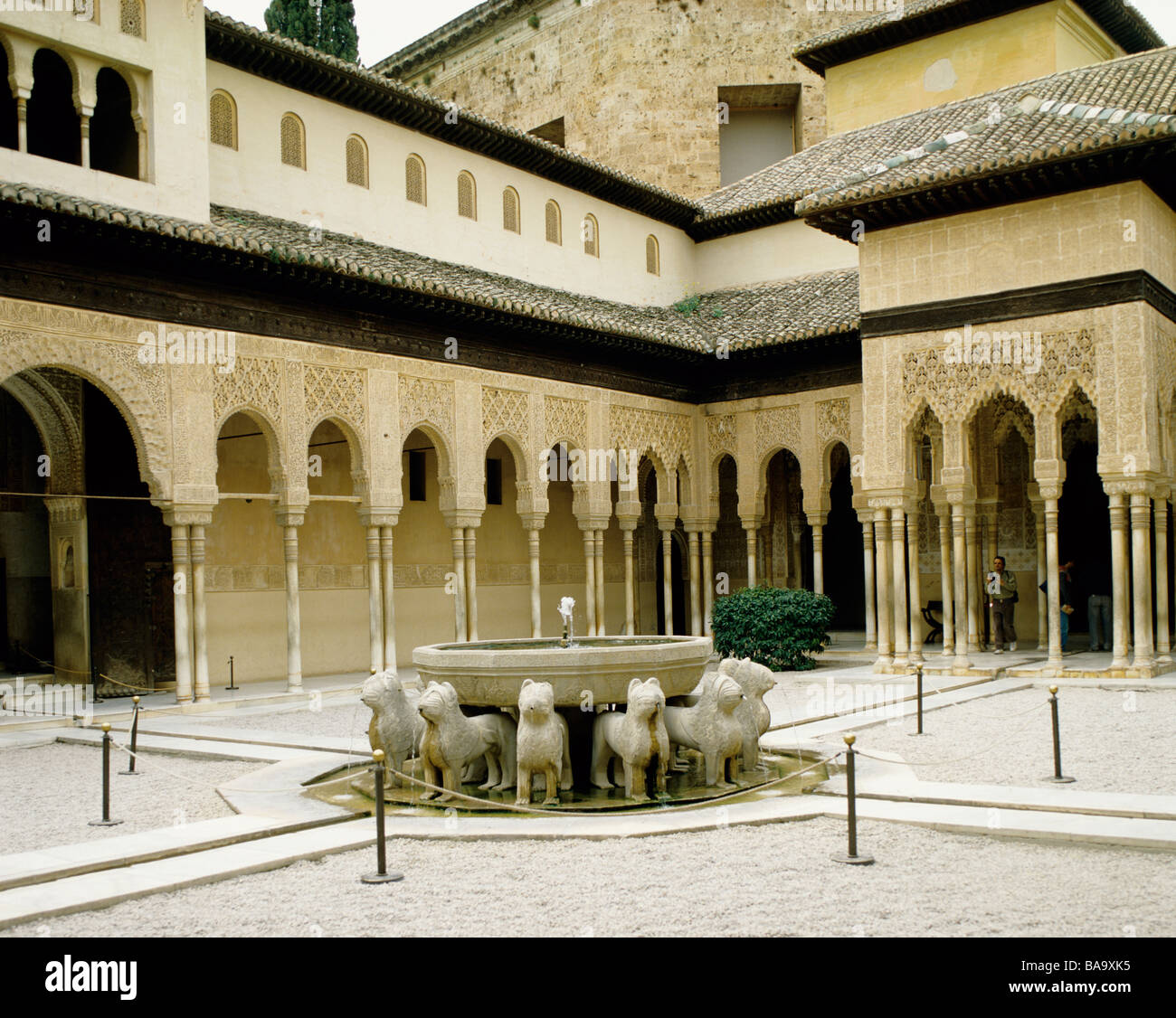 Spain Granada The Alhambra Palace The Court of the Lions Stock Photo ...