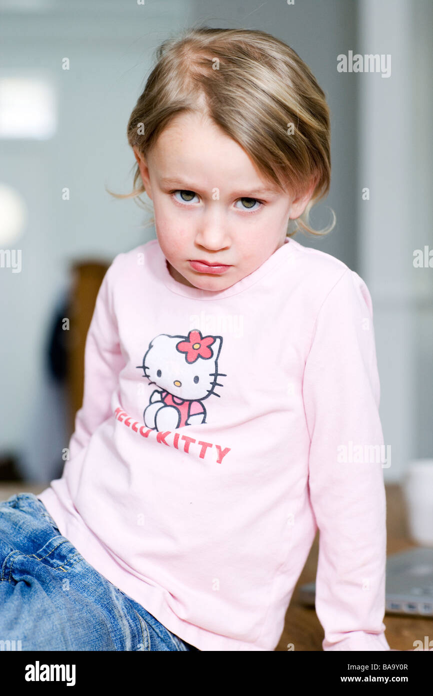 Portrait of a sulky girl, Sweden Stock Photo - Alamy