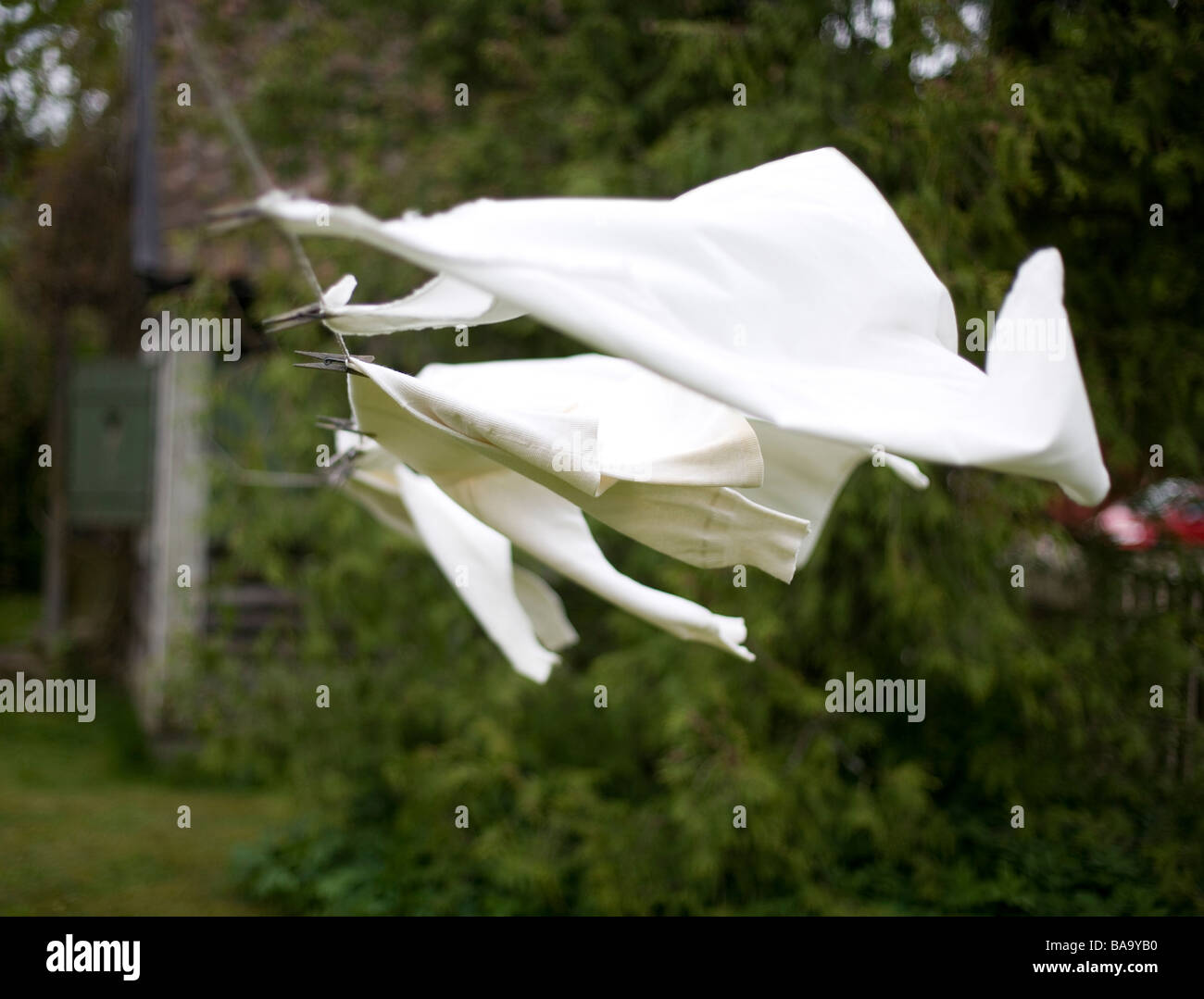 Clothes on a clothes line, Linkoping, Sweden Stock Photo - Alamy