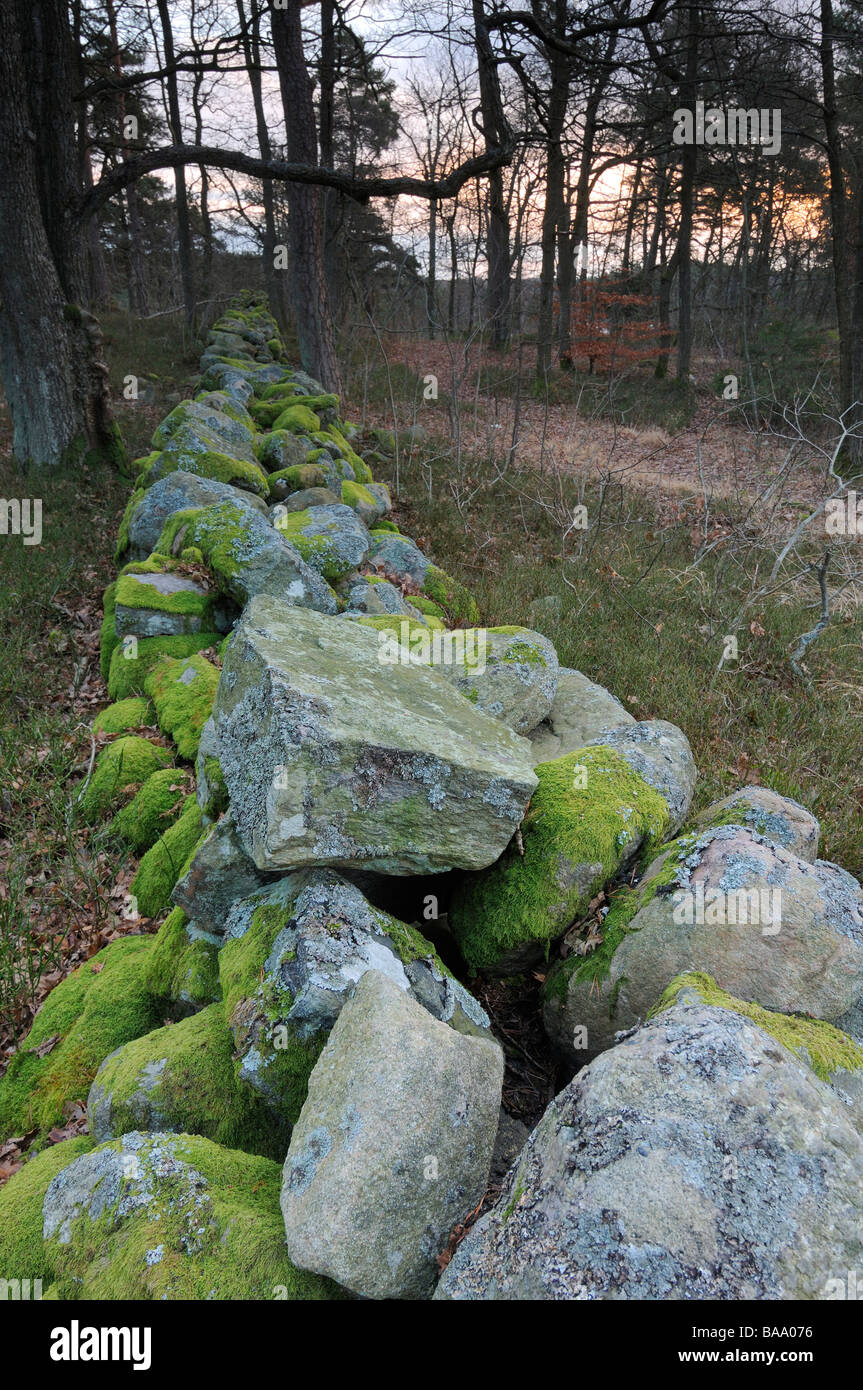 A stone wall Sweden Stock Photo - Alamy