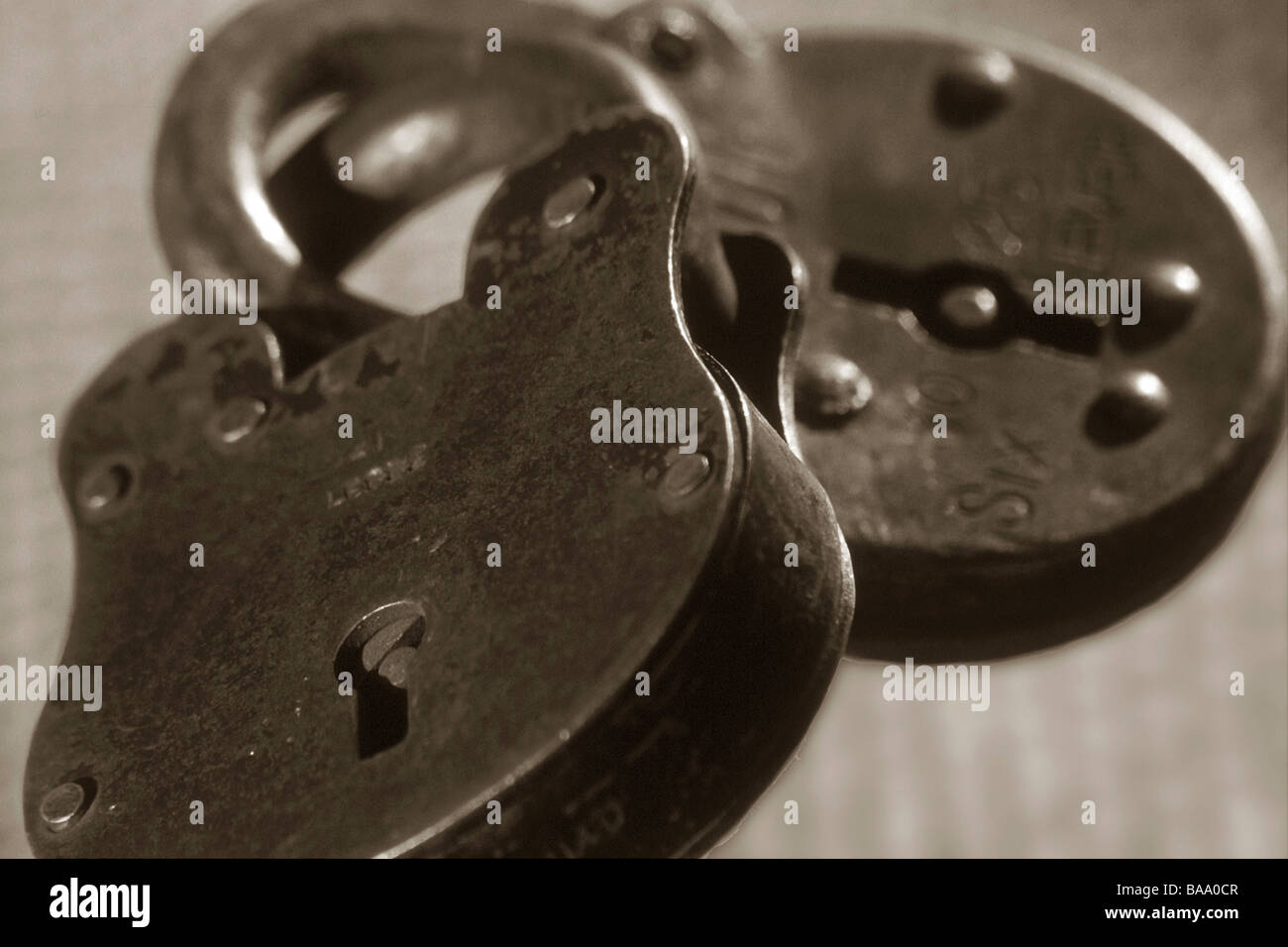 Two old metal padlocks Stock Photo - Alamy