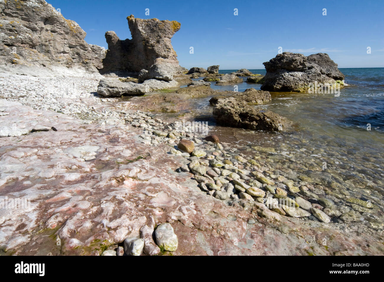 Rock formations by the sea Gotland Sweden Stock Photo - Alamy