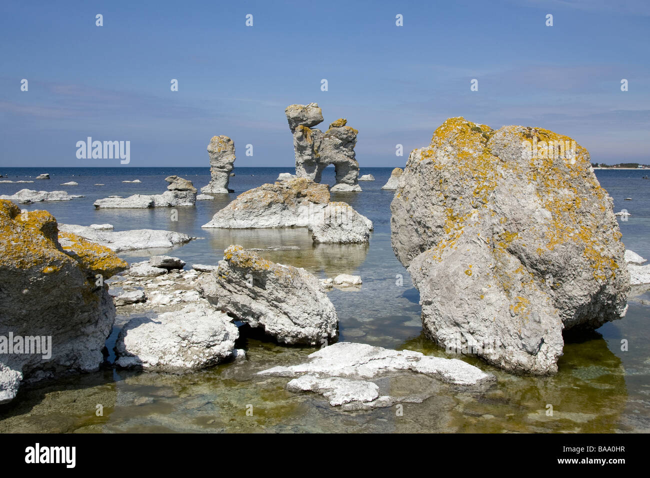 Rock formations by the sea Gotland Sweden Stock Photo - Alamy