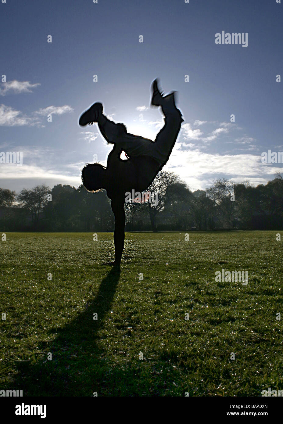 One Handed Handstand Silhouette
