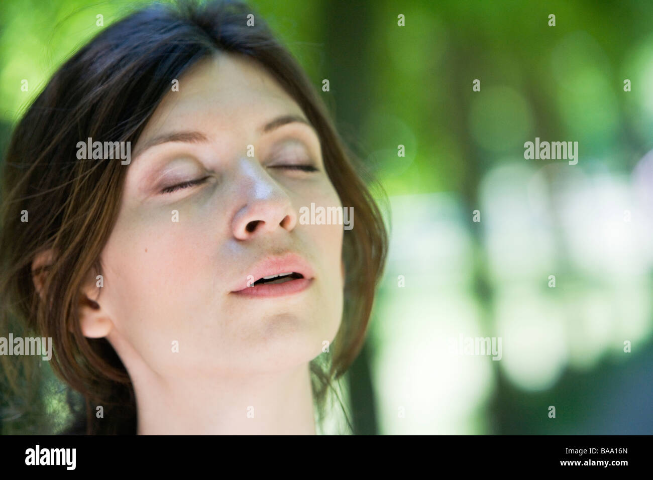 A woman breathing out, Stockholm, Sweden Stock Photo - Alamy