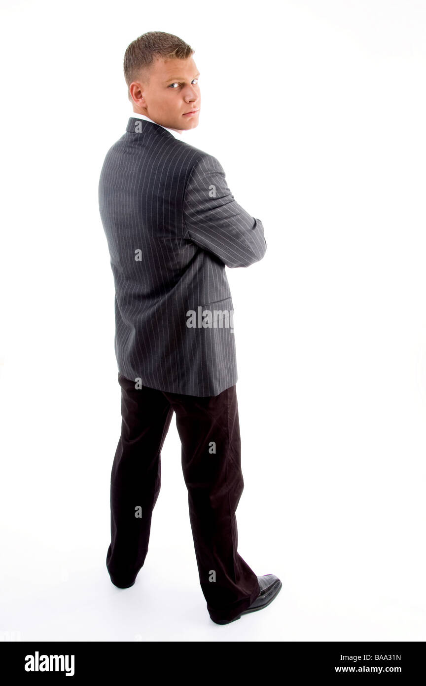 back pose of standing handsome businessman Stock Photo - Alamy