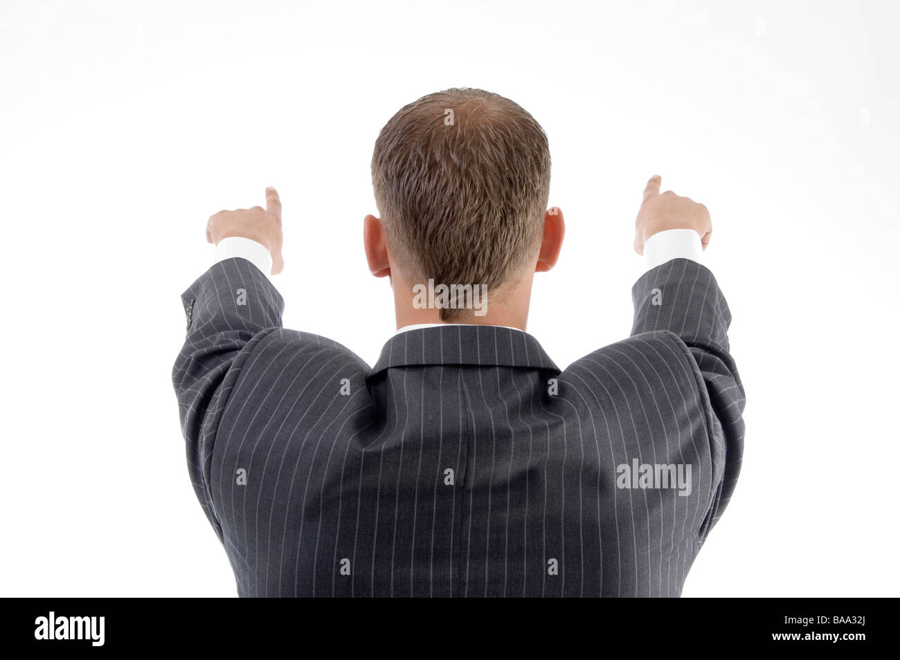 young businessman pointing back side Stock Photo - Alamy