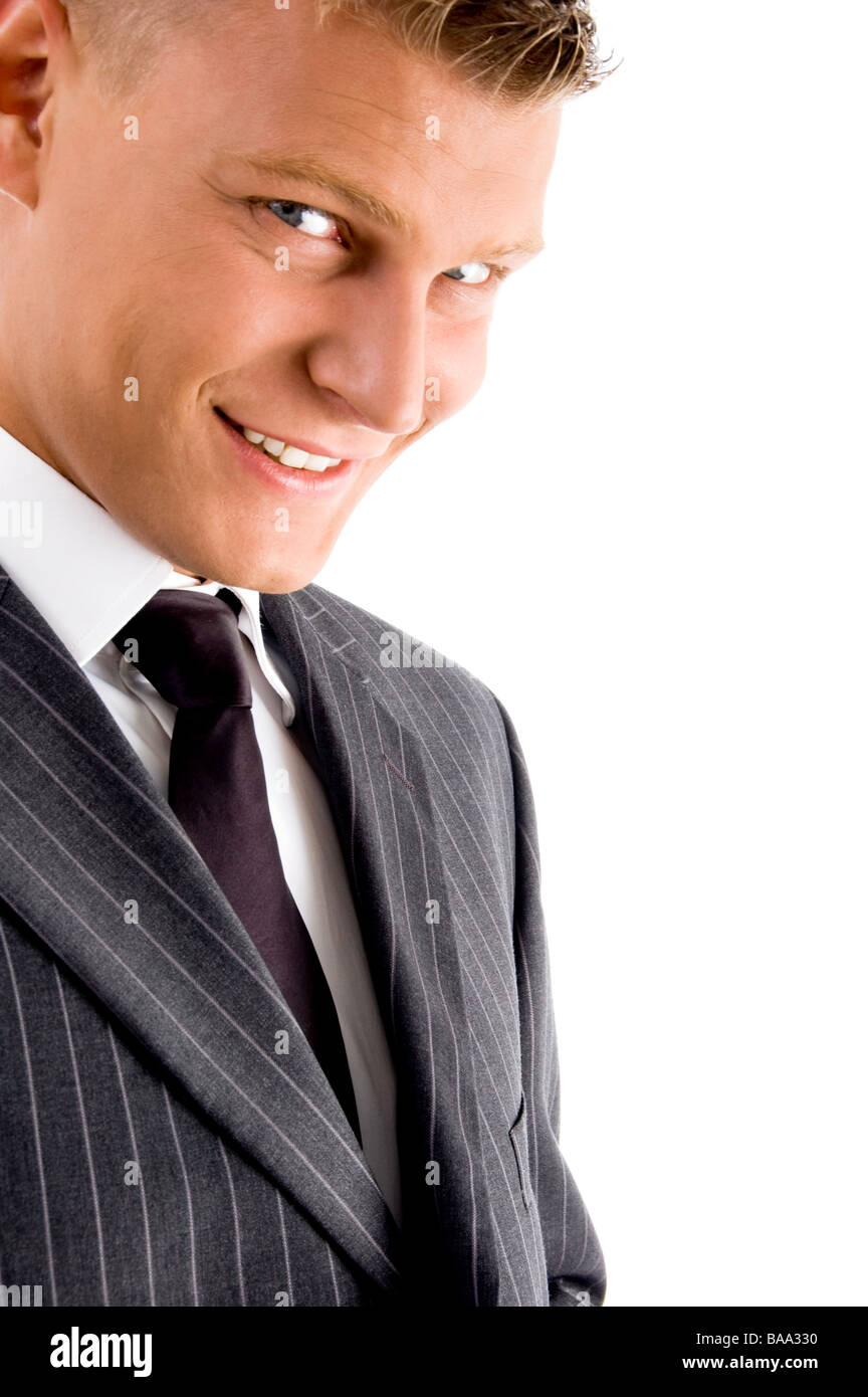 side view of handsome young man looking at camera Stock Photo - Alamy