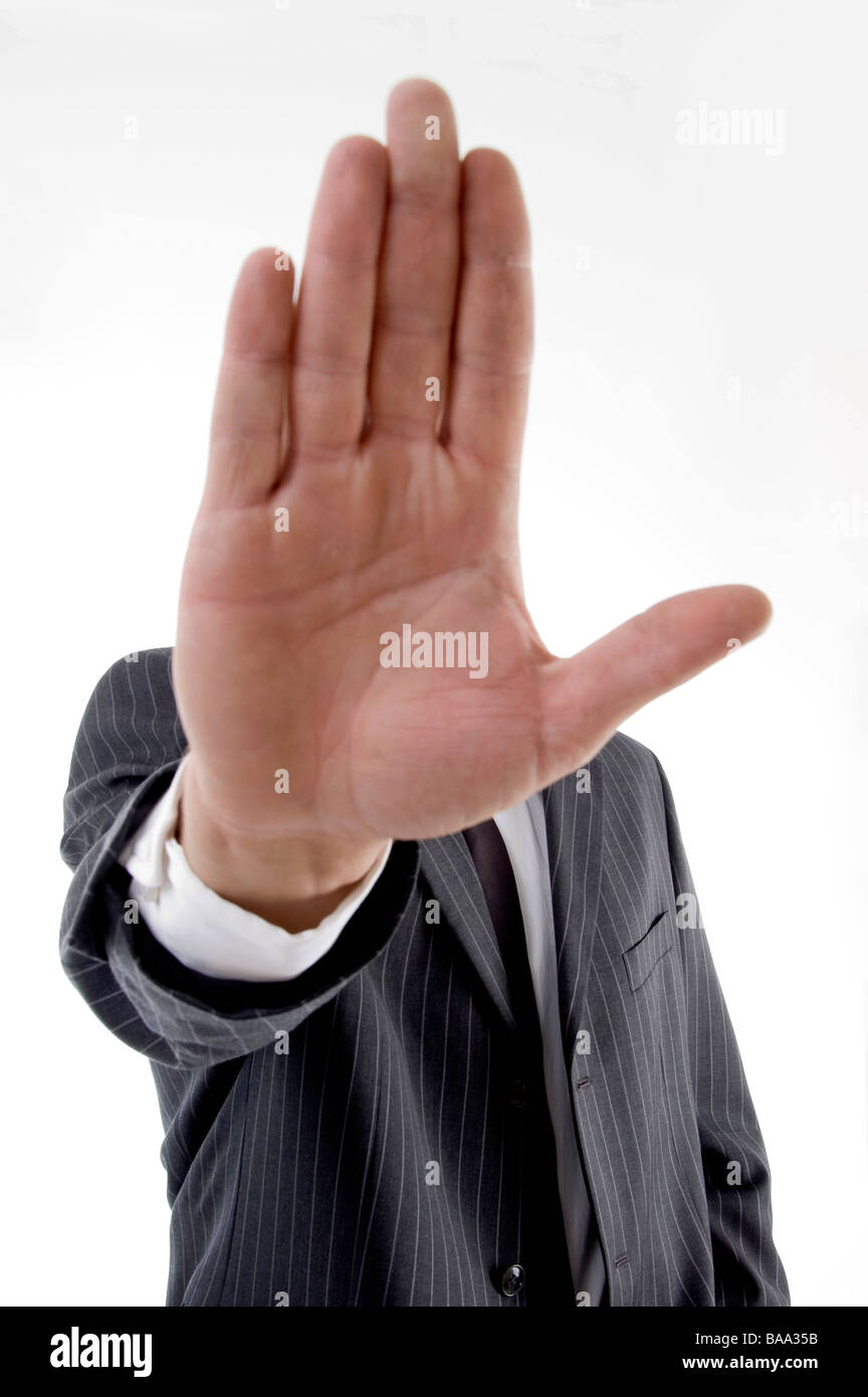 young man showing stopping gesture Stock Photo - Alamy
