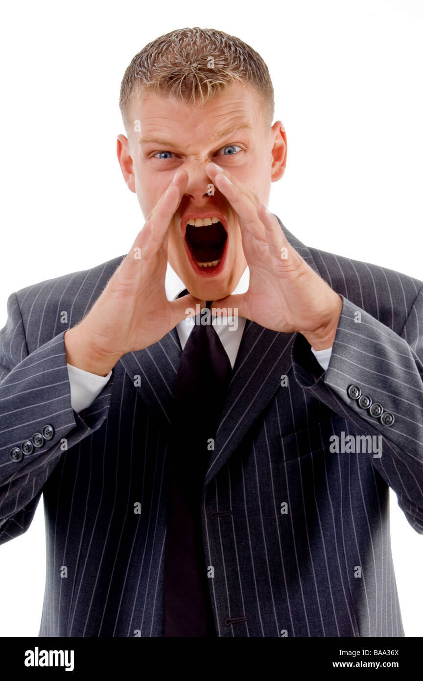 shouting young manager Stock Photo - Alamy