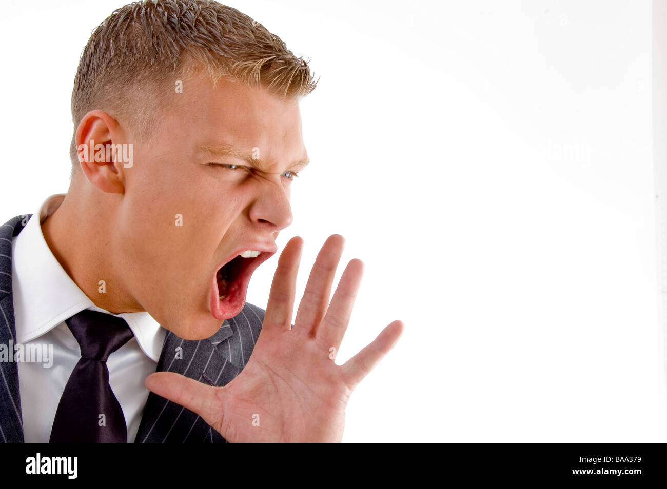 close up of shouting executive Stock Photo - Alamy